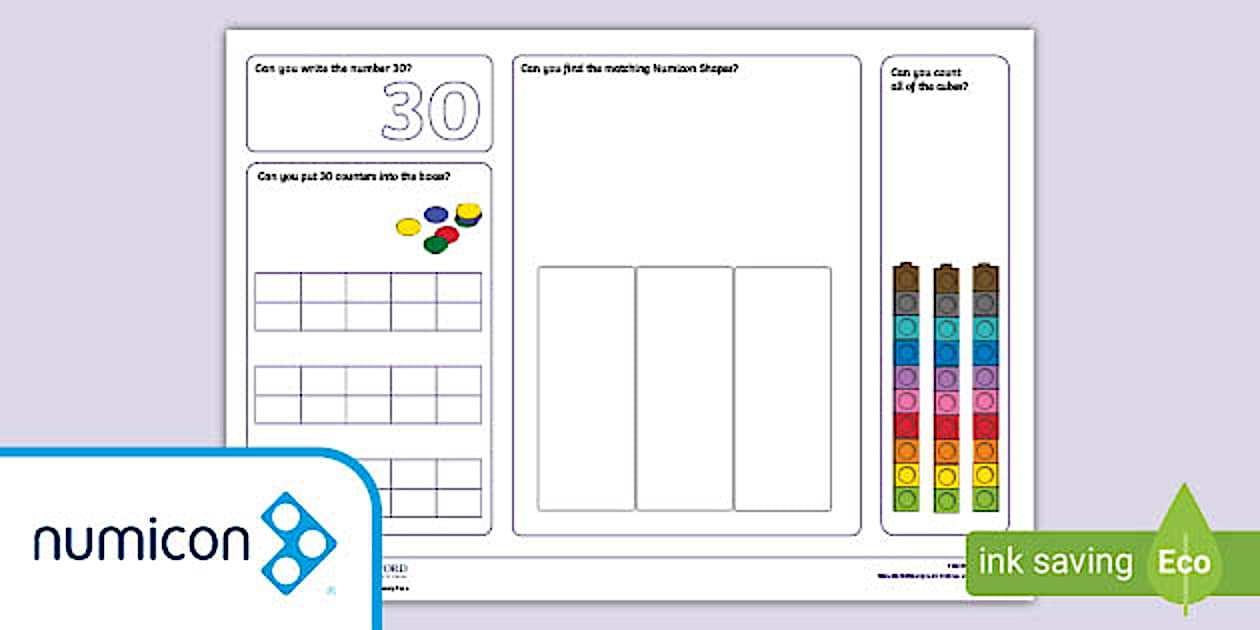 All About Number 30 Activity Mat with Numicon Shapes